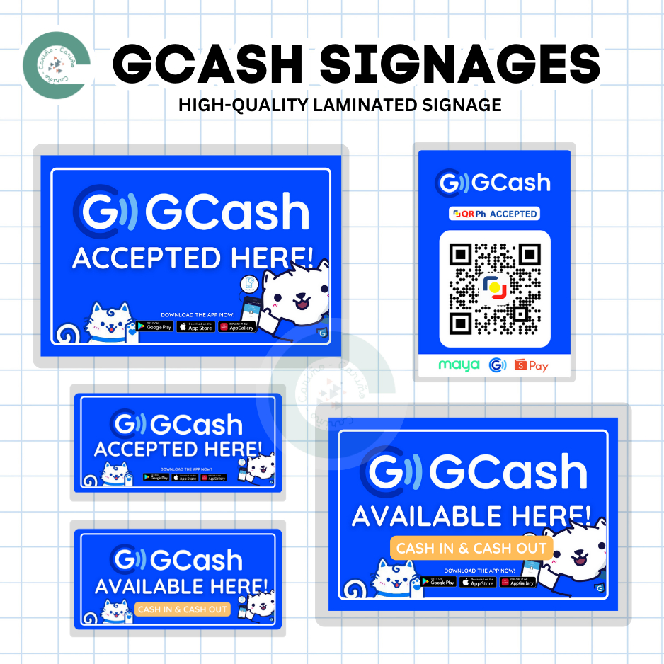 Laminated | Gcash Signage l Cash in - Cash out | Gcash Available ...