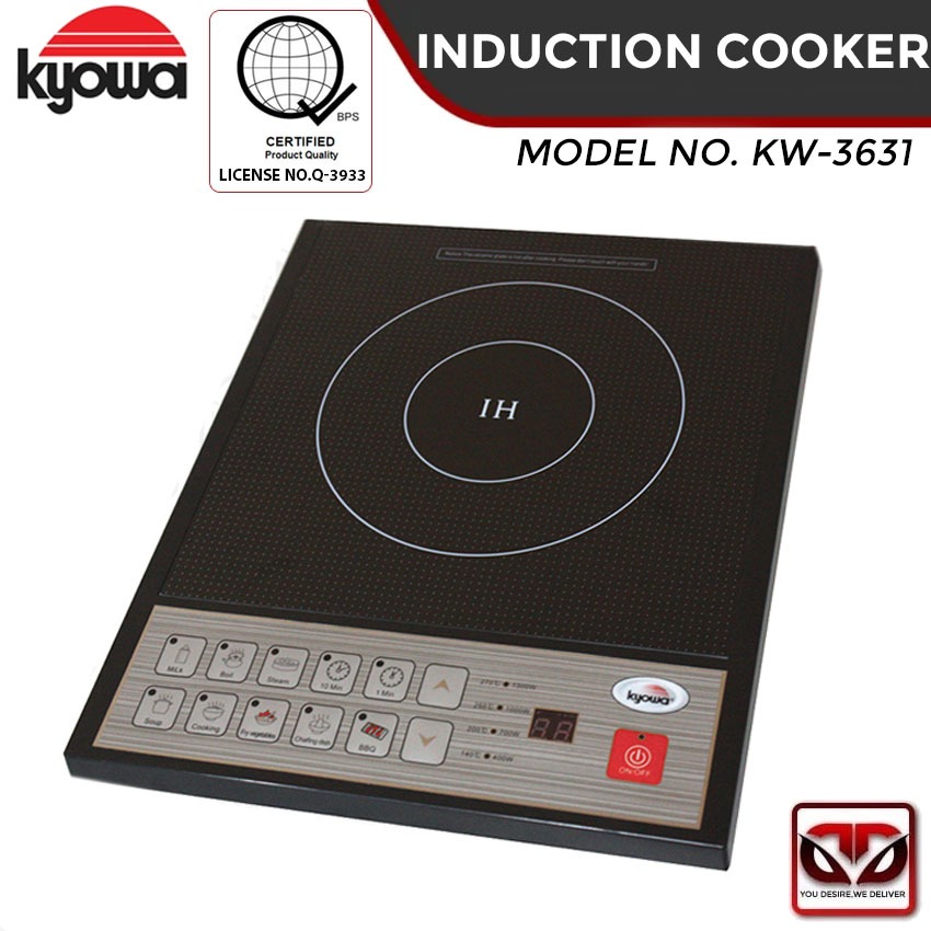 D&D Kyowa 1400Watts Crystal Glass Plate Induction Cooker with Press ...