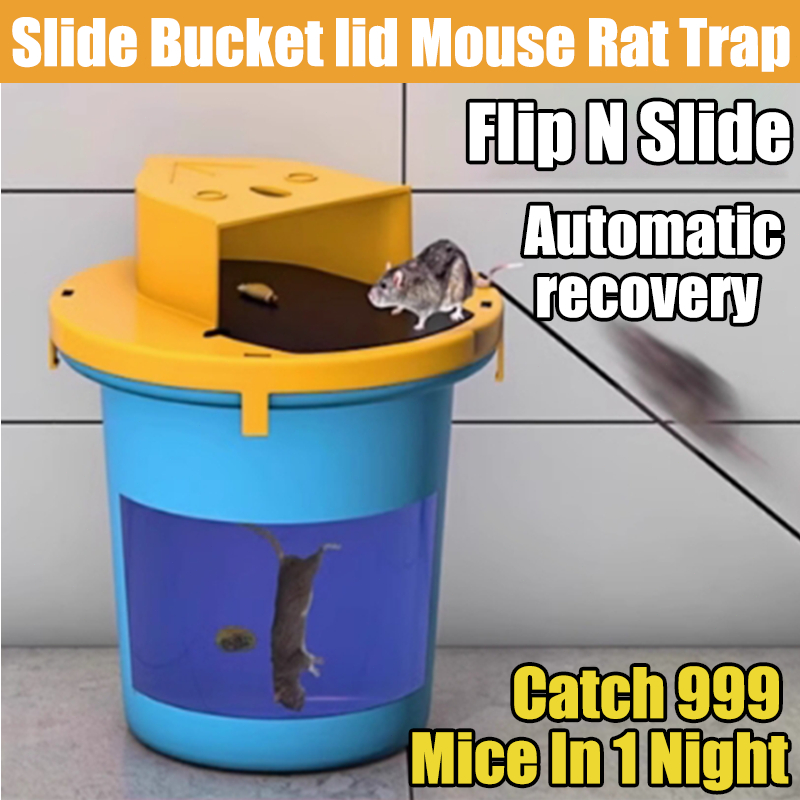Flip N Slide Mouse Trap Auto Reset Style Bucket Lid Mouse Rat Trap ...