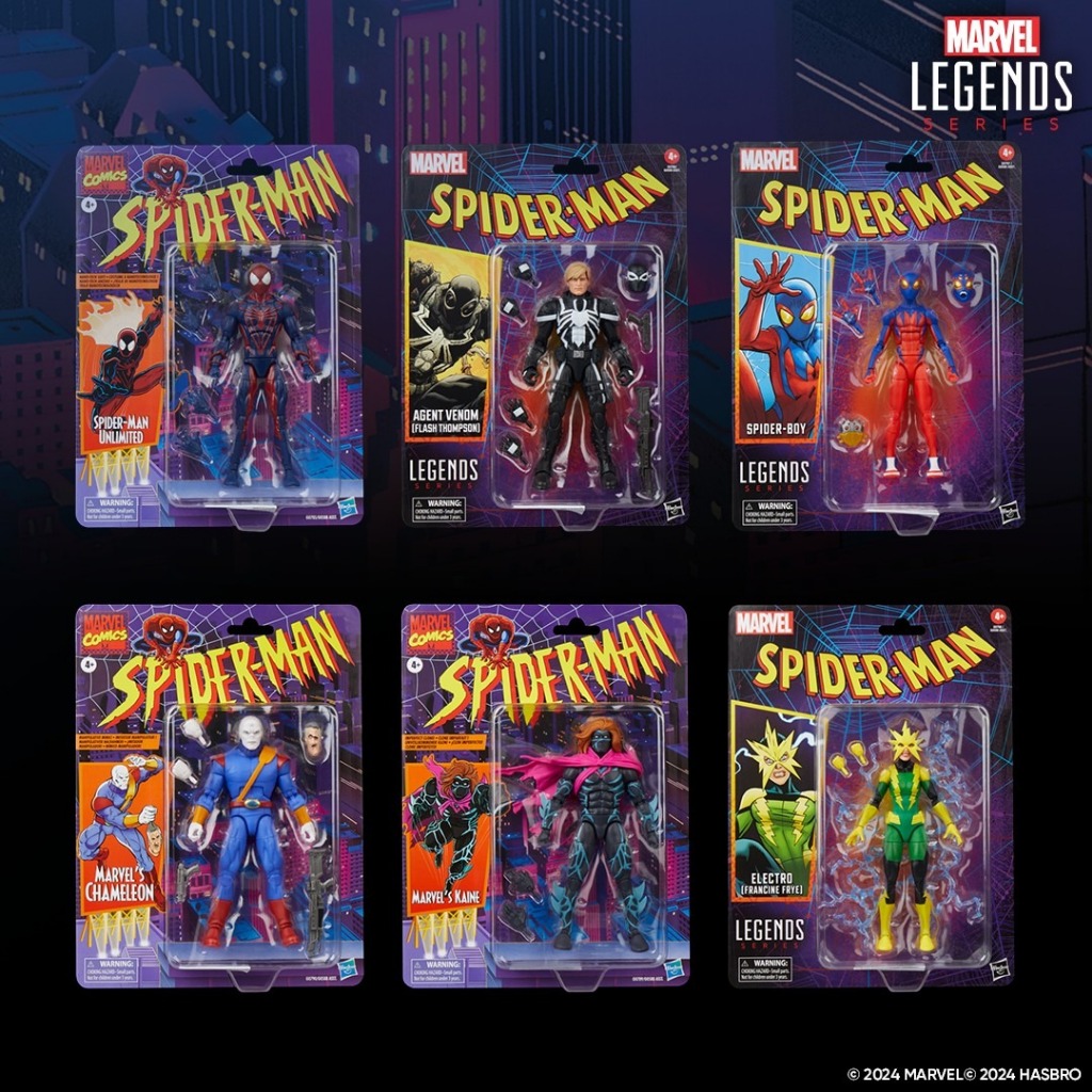 Marvel Legends Retro Spider-Man Set of 6 Agent Venom Spider-Boy Kaine ...