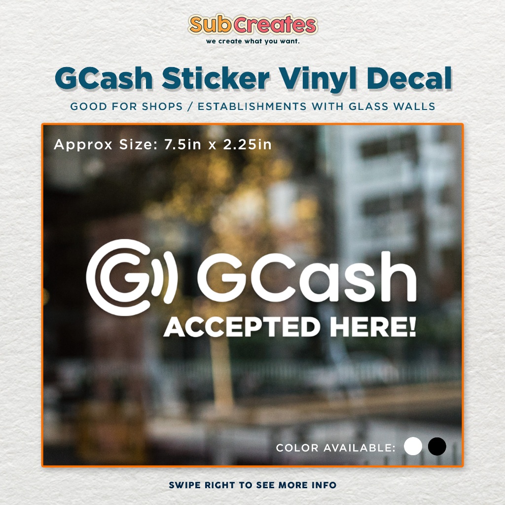 GCash Sticker Vinyl Decal - Waterproof Good for Shops with Glass Doors ...