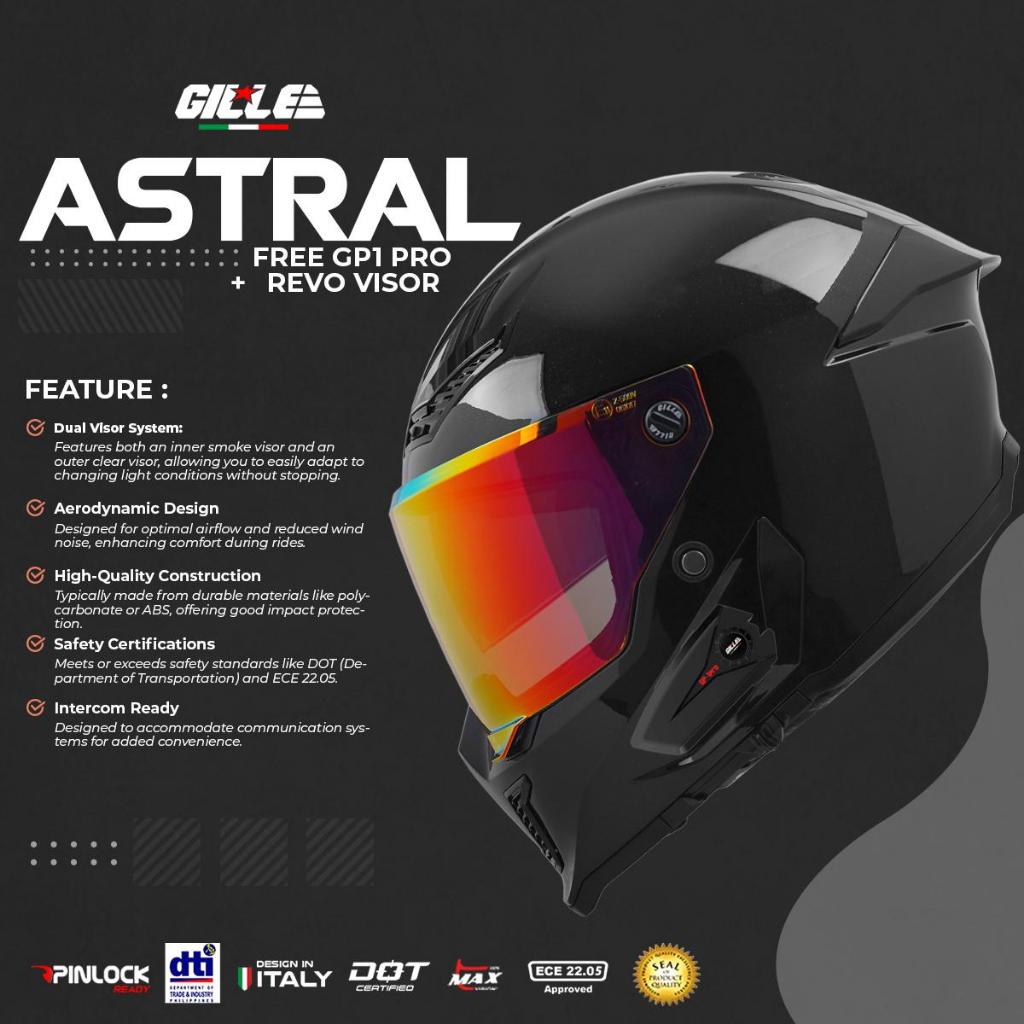 GILLE ASTRAL Revo Lens Full Face Dual Visor Motorcycle Helmet | Shopee ...