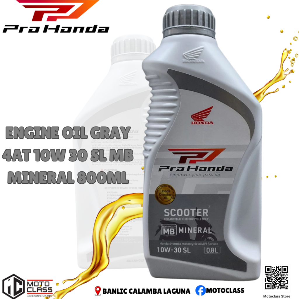HONDA GENUINE ENGINE OIL 4AT 10W-30 SL MB 800ML GRAY (08232-2MB-K8LPP ...