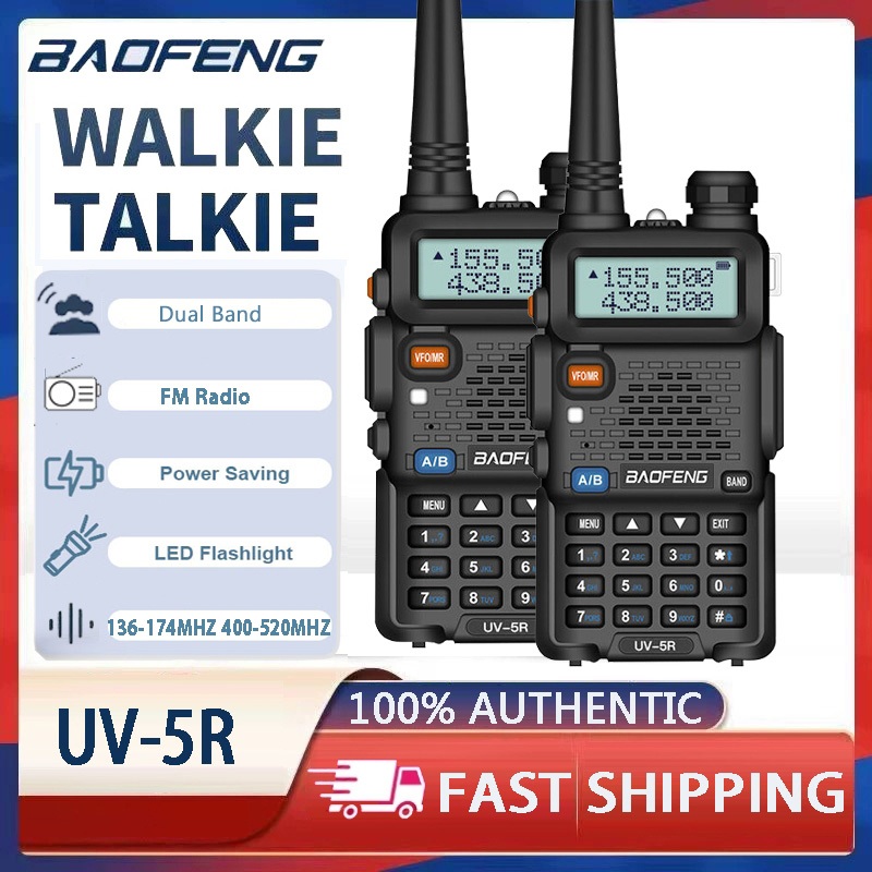 Baofeng UV-5R Two-Way Radio 2 Set 5W 128CH Portable Walkie Talkie Dual Band UHF/VHF Radio Long ...