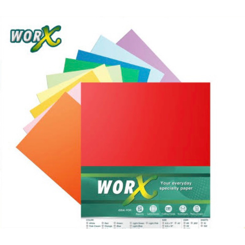 Worx Specialty Paper 80GSM 100sheets (Assorted) | Shopee Philippines