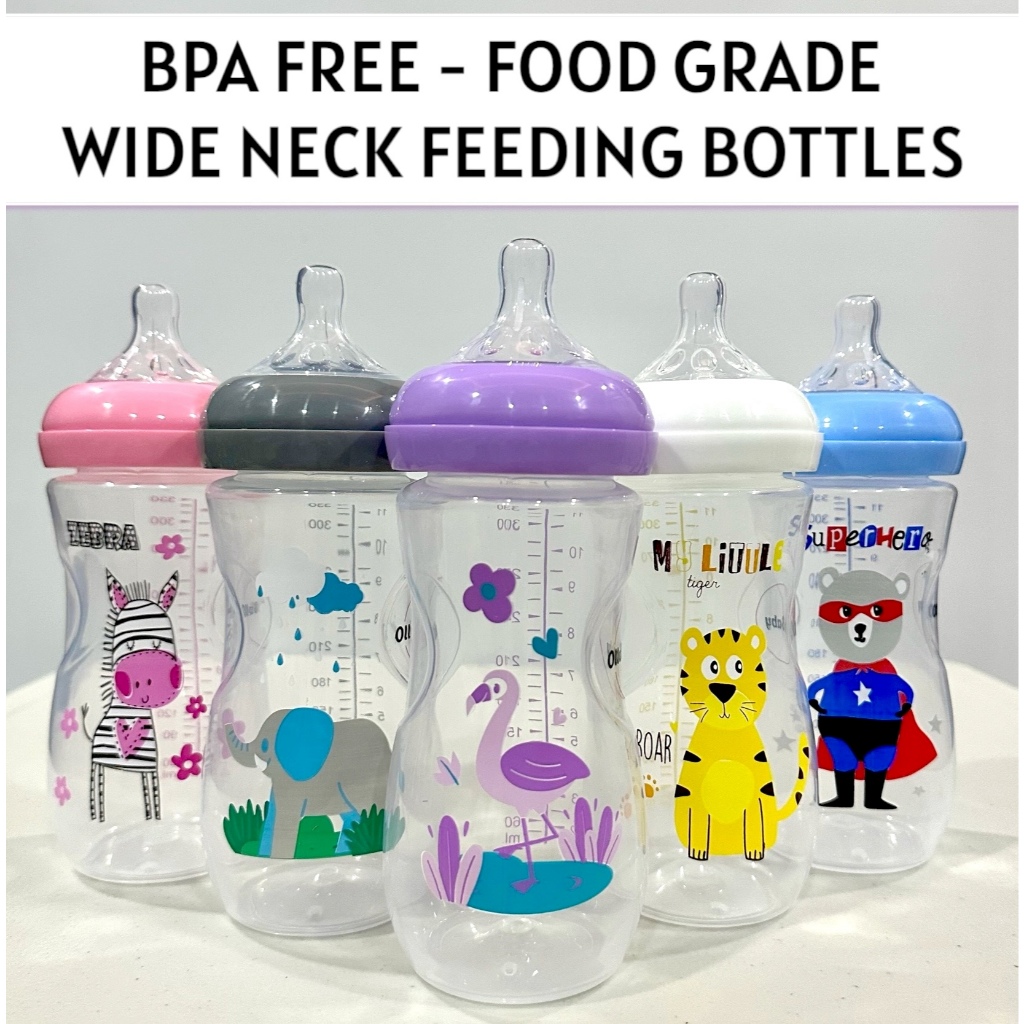 4oz 8oz 11oz Wide Neck Baby Milk Bottle BPA Free Leak Proof Cute ...