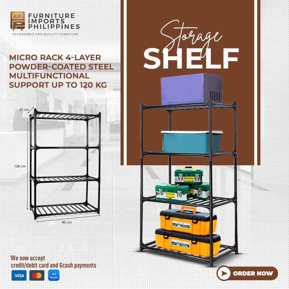 Francis Micro Rack 4-Layer Powder-Coated Steel Multifunctional Shelf ...