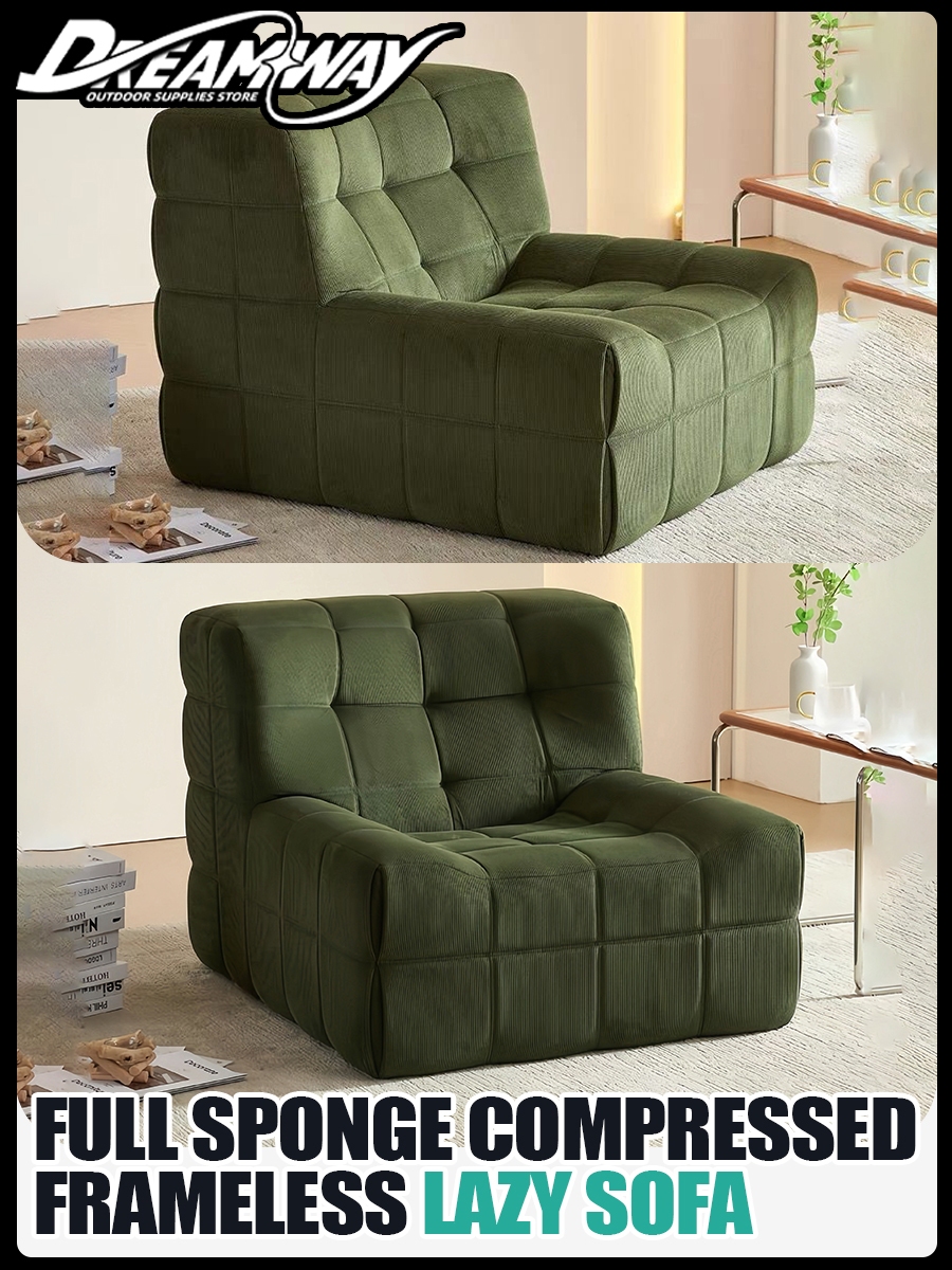 Full Sponge Compressed Frameless Lazy Sofa Bedroom Balcony Lounge Chair ...