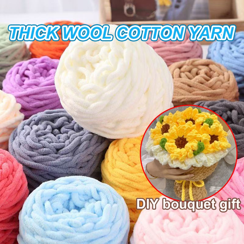 Thick Crochet Wool Yarn Ball Thick Chunky Chenille DIY Scarf Towel Hand ...