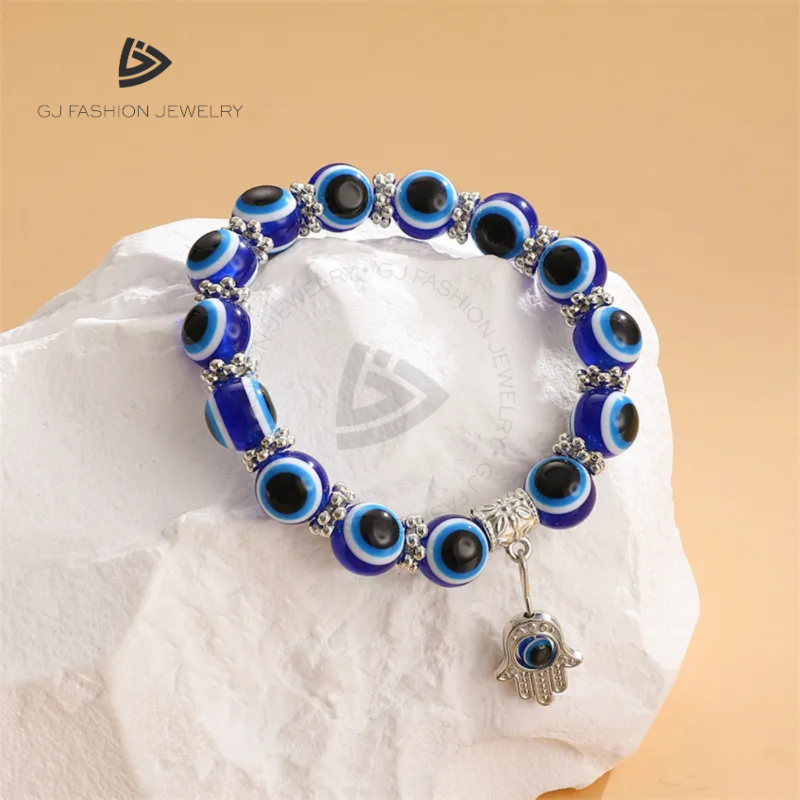 Blue evil eye hand of fatima turkish lucky evil eye charm bracelet for ...