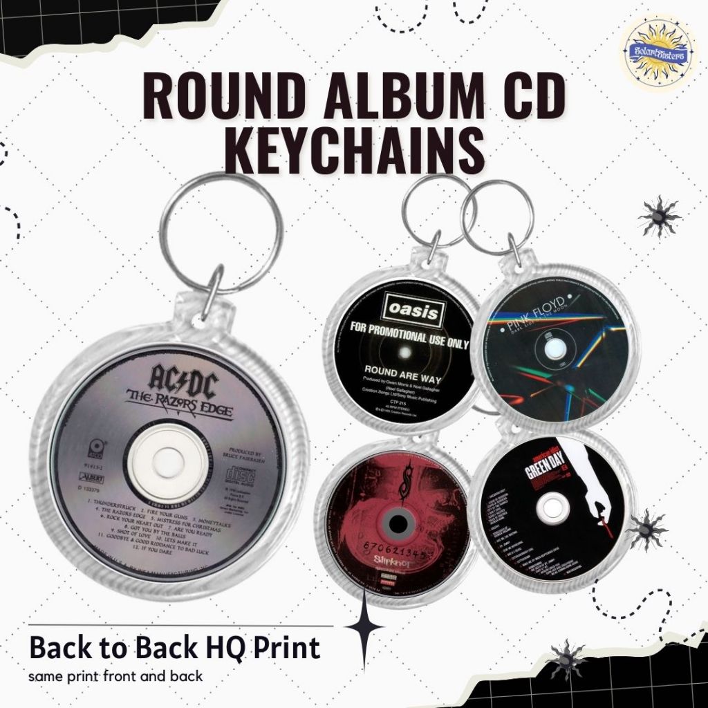 Band Album Artist CD Round Keychains 3.3 cm Acrylic bag decor music ...