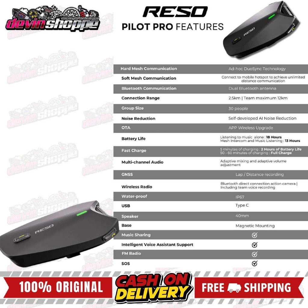 RESO PILOT PRO INTERCOM | Shopee Philippines