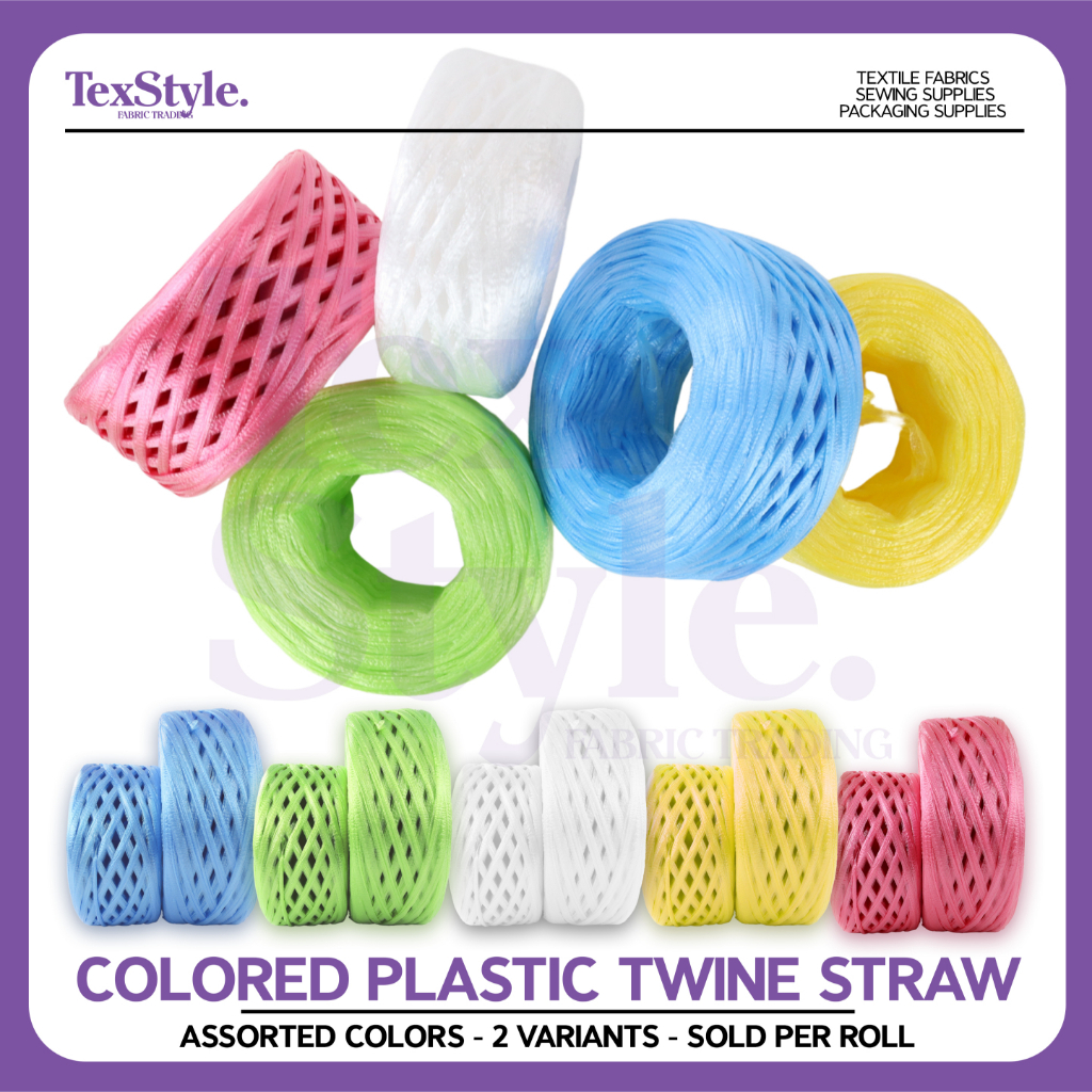 TEXSTYLE Colored Plastic Twine Straw Packaging Rope Plastic Straw Tali ...