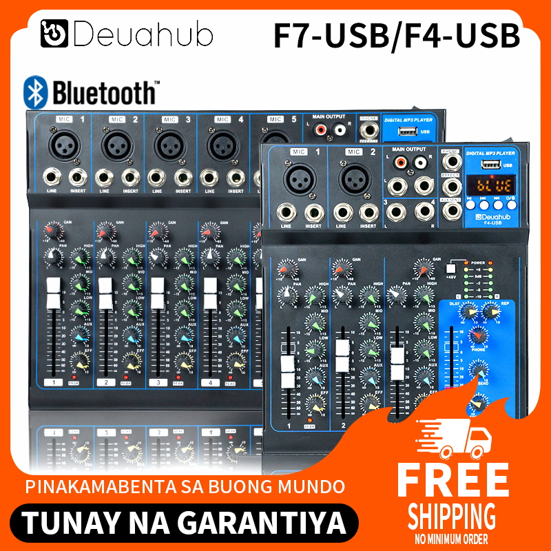 Deuahub F4/F7-USB Professional Audio Mixer 4/7-channel built-in EQ ...
