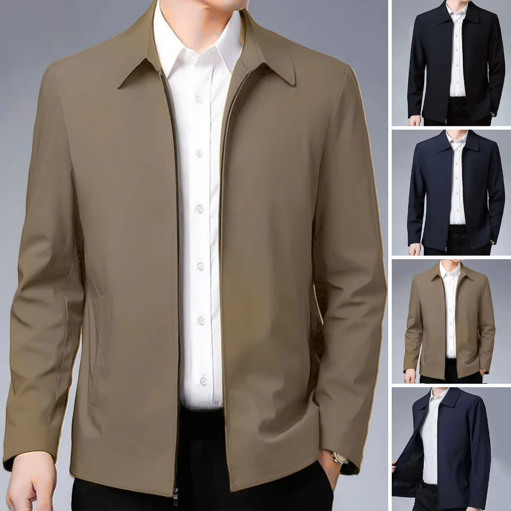 Office jacket solid color windbreaker men's jacket Business Casual ...