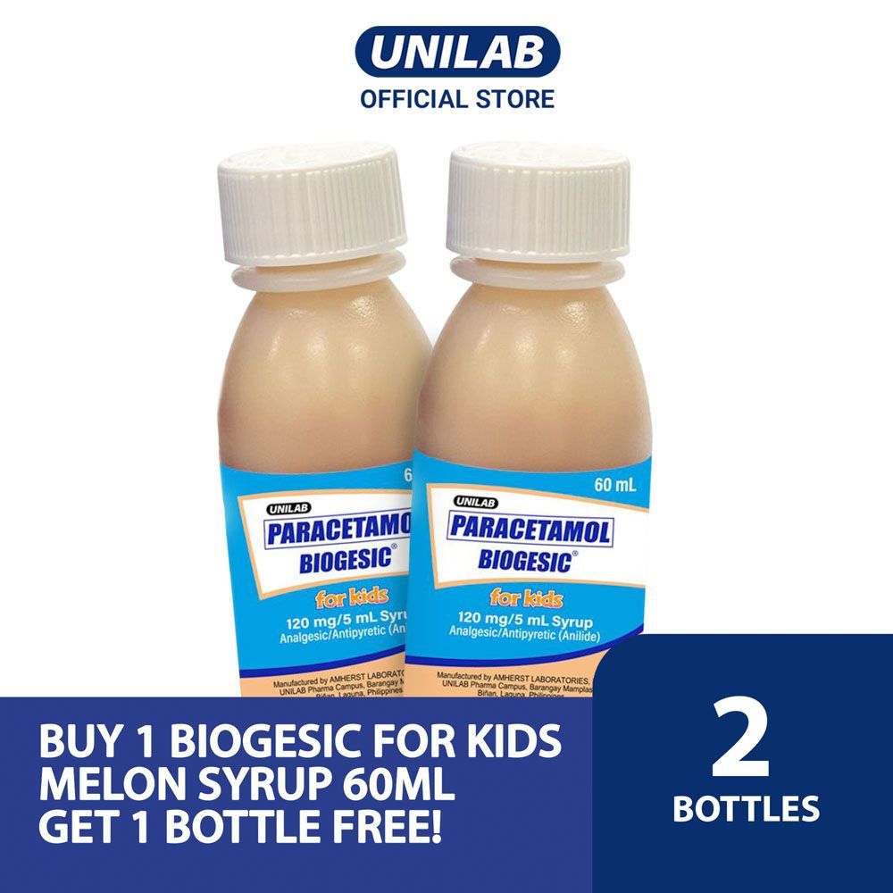 Buy 1 Biogesic for Kids Melon Syrup 60ml, Get 1 bottle FREE(free item ...