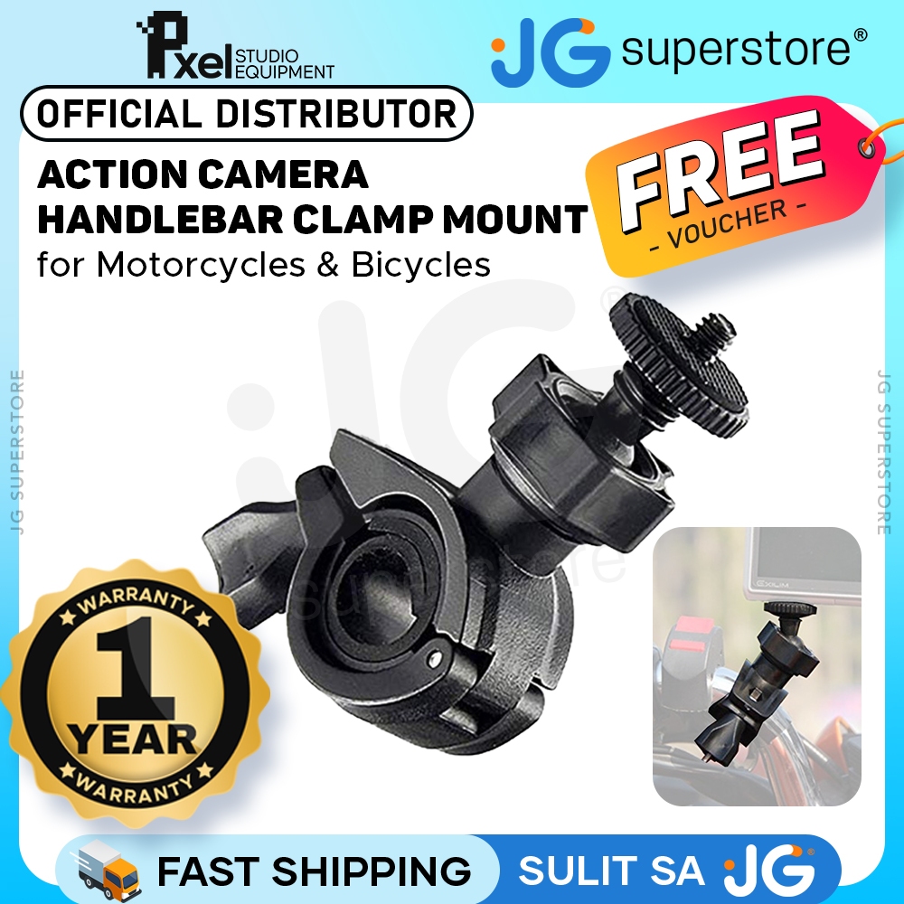 Pxel Action Camera Handlebar Clamp Mount w/ 360°Ball Head for GoPro ...