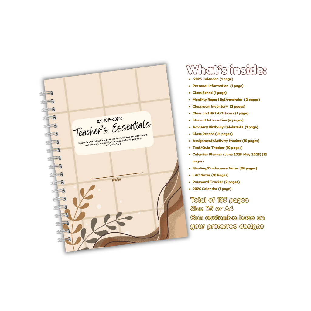 Teacher’s Essentials 2025-2026/Teachers Planner/All in One Notebook ni ...