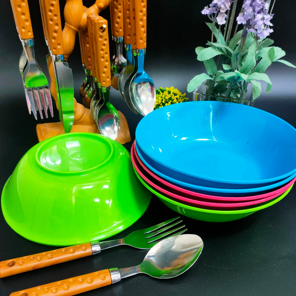 6PCS PLASTIC REUSABLE BOWL/DINNERWARE BOWL/ CANDY COLORED SOUP BOWL ...