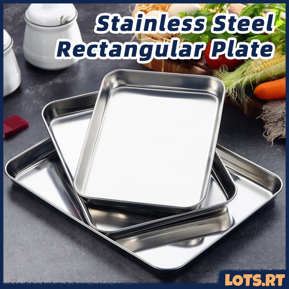 Stainless Steel Rectangular Plate Baking Oven Tray Chef Bake Pans Food ...