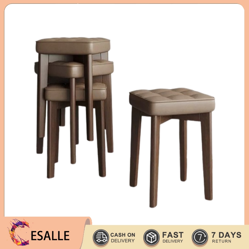 Solid wood stool dining bar chair stool small square wooden stool home ...