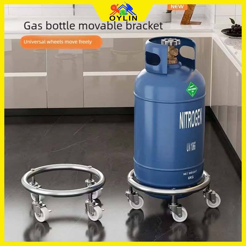 Kitchen Gas Tank Movable Holder Stand With Wheels Rotatable Cylinder ...