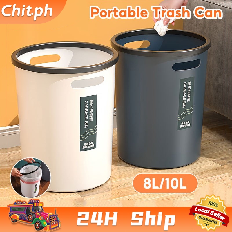CHIT 8L/10L Portable Trash Can Kitchen Bathroom Household Plastic ...