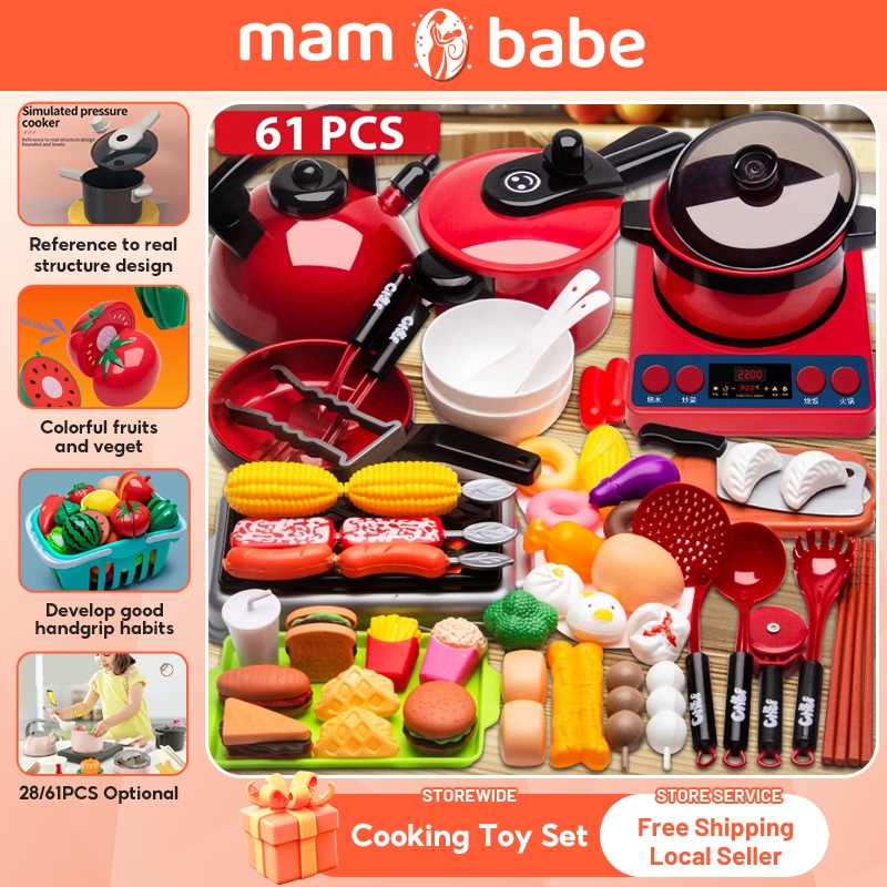 61/28PCS Play House Kitchen Toy Cooking Simulation Toy Set For Kids ...