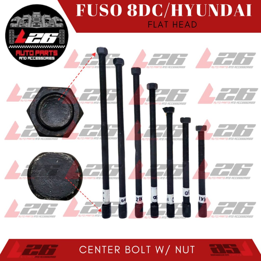 CENTER BOLT WITH NUT Fuso 8DC Hyundai Flat Head 14mmx30mm SIZES ...