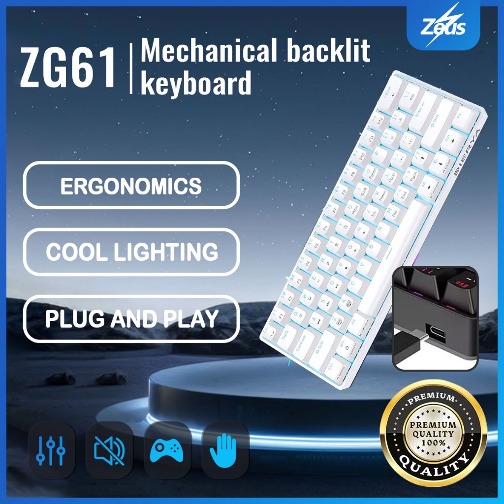 Zeus® 61 Key Wired Type C Mechanical Keyboard With Blue Switch RGB ...