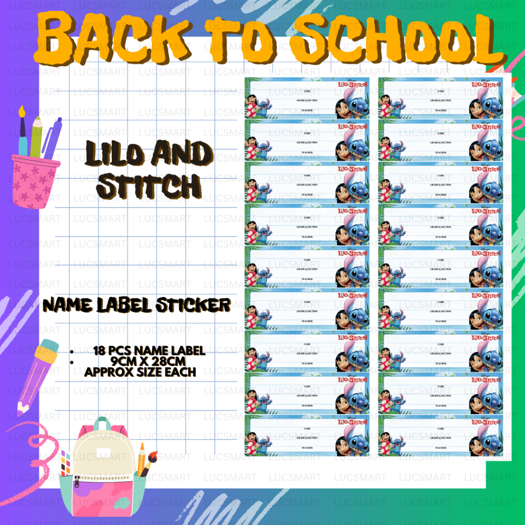 LUCSMART Fast shipping - NEW DESIGN LILO AND STITCH THEMED Subject and ...