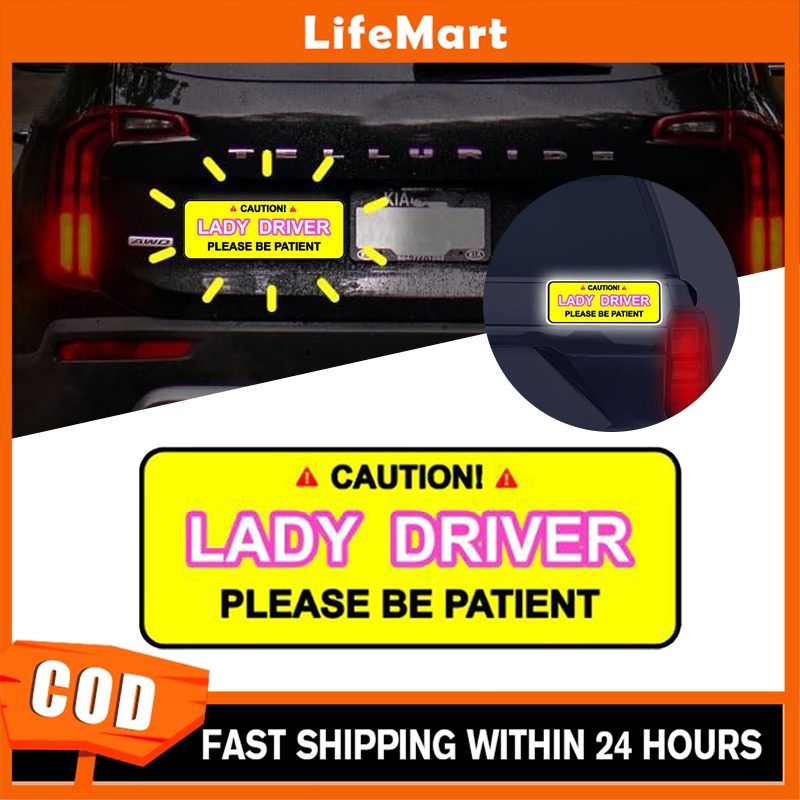 Lady Driver Sign Magnetic Student Driver Car Reflective Sticker ...