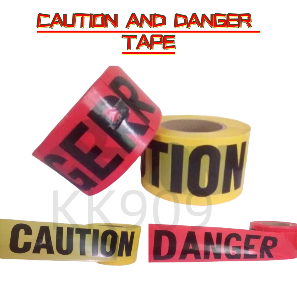 Caution Yellow and Red Danger Tape 300m Non-adhesive Warning Tape ...