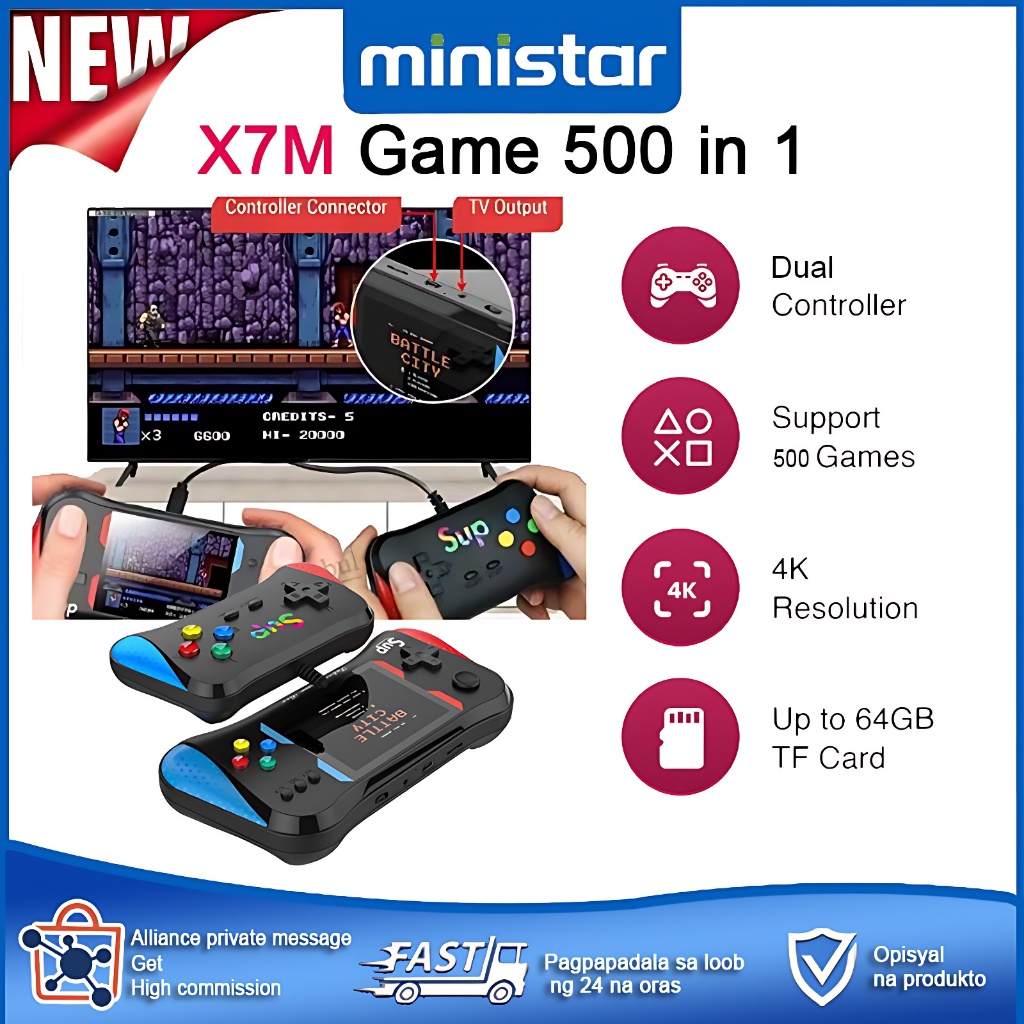 X7M Game Console Portable Handheld Game Players High Definition Large ...