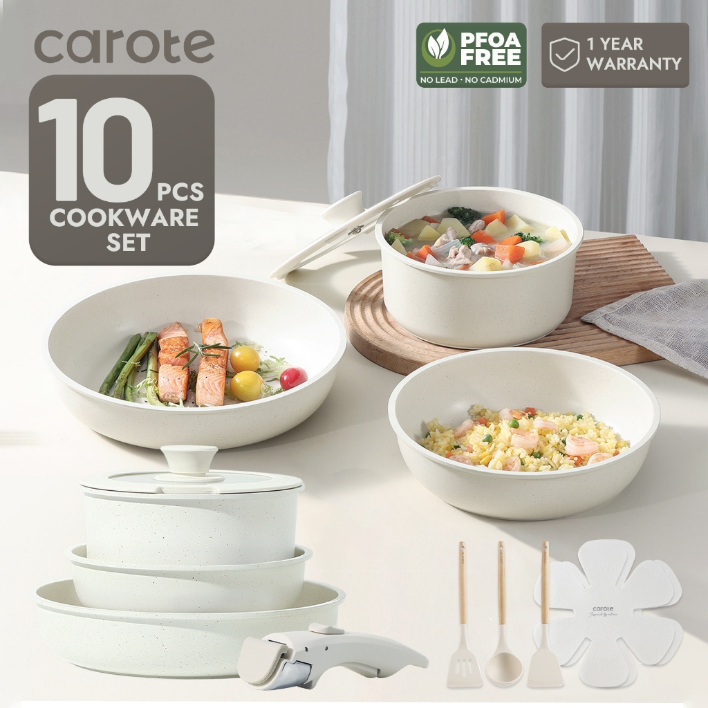 CAROTE Nonstick Cookware Set Handle Removable 5&10 Pcs Frying Pan NO ...
