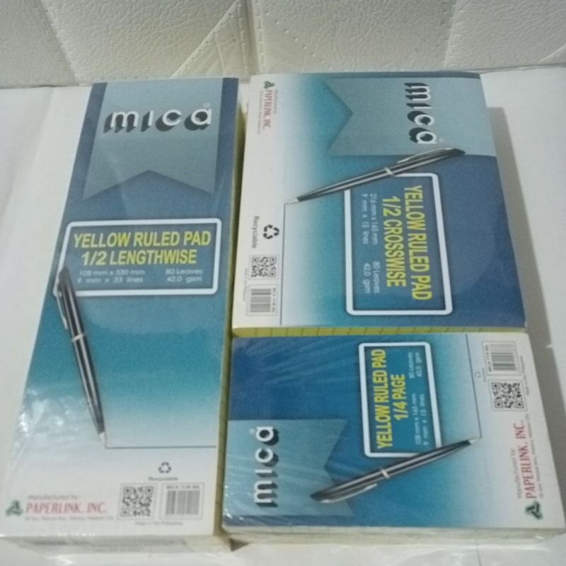 mica yellow pad 1/4,1/2 crosswise, 1/2 lengthwise per ream | Shopee ...