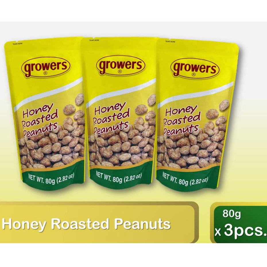 𝗚𝗥𝗢𝗪𝗘𝗥𝗦 𝗛𝗢𝗡𝗘𝗬 𝗥𝗢𝗔𝗦𝗧𝗘𝗗 𝗣𝗘𝗔𝗡𝗨𝗧𝗦 80𝗴 𝗣𝗮𝗰𝗸 𝗼𝗳 3 | Shopee Philippines