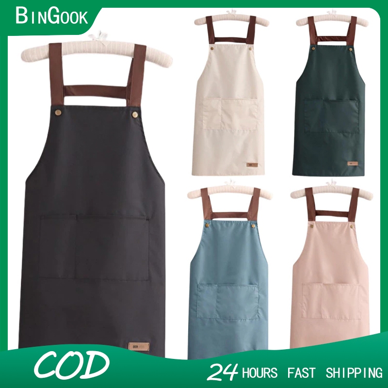 【Fast Delivery】Waterproof Apron Coffee Shop Barber Working Bib Kitchen ...
