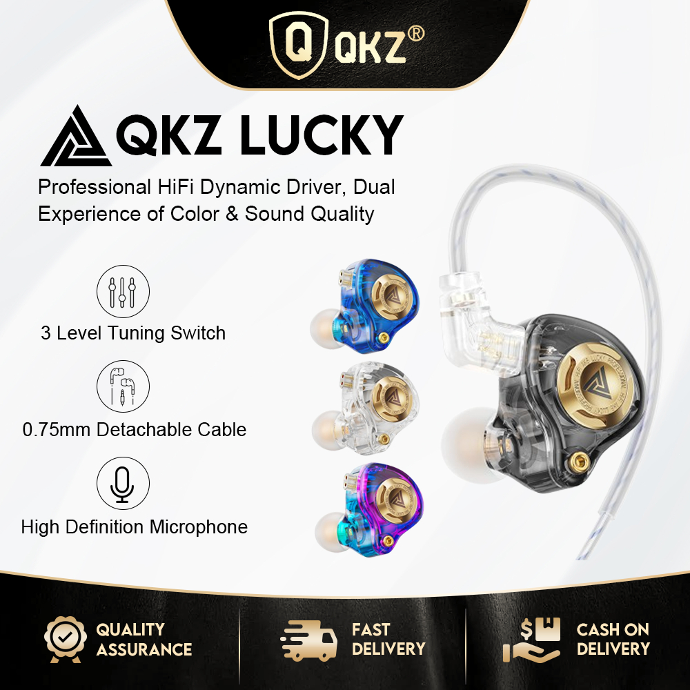 QKZ Ak6 Lucky Earphone HiFi Dynamic Driver with Three Mode Switch for ...