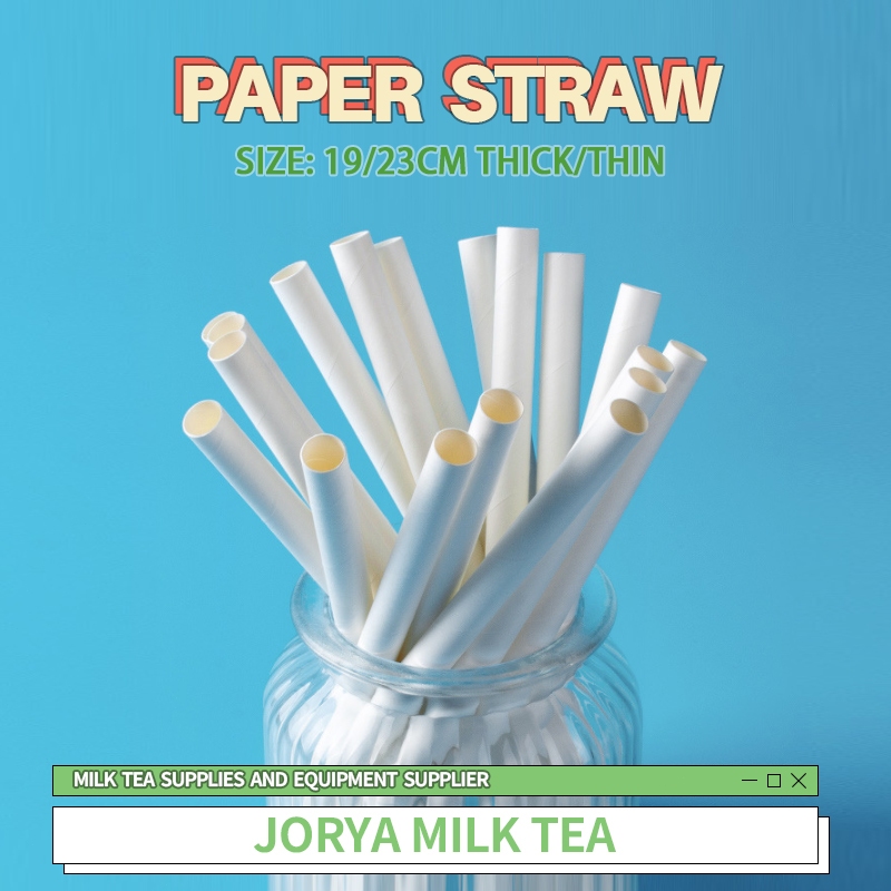 Paper Straw Individual Wrapped 19/23 CM Kraft & White Juice Straw BOBA ...