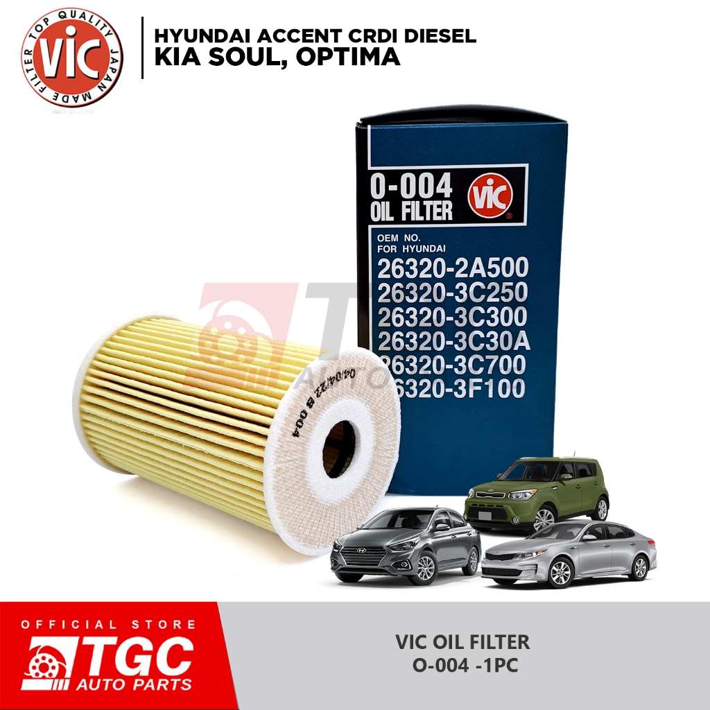 VIC Oil Filter O-004 Hyundai Accent CRDi diesel, Kia Soul, Optima 1pc ...