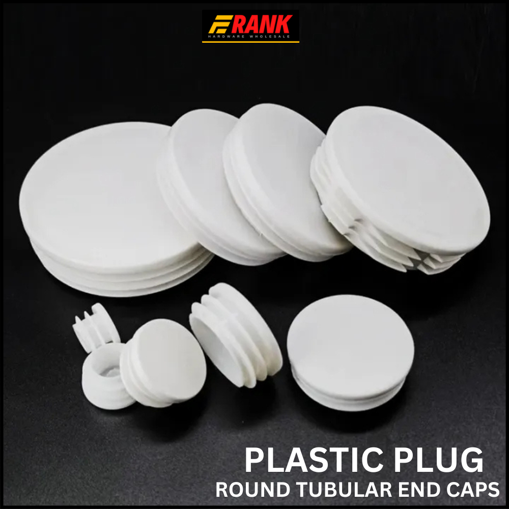 Round Tubular End Cap for Furniture Chair Table Feet White Plastic Plug ...