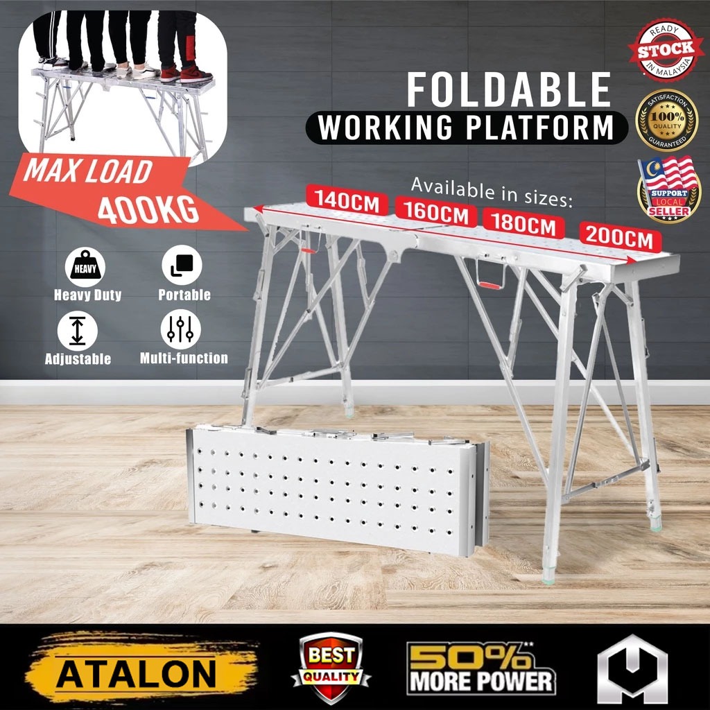 Height Adjustable Folding Ladder Platform - Portable Scaffolding Mobile ...