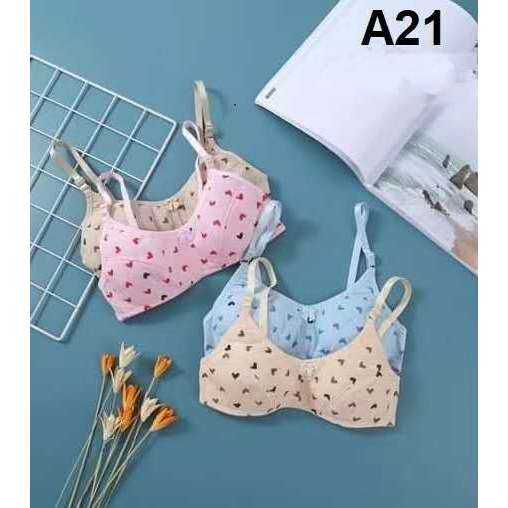 BURSON 3pieces Cute Design Plain Color Baby Bra Girl Cotton Bra with ...