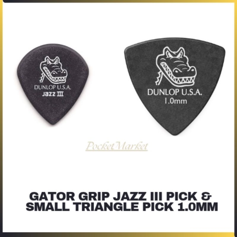 JIM DUNLOP Gator Jazz III Grip and SMALL TRIANGLE PICK 1.0MM per pc ...