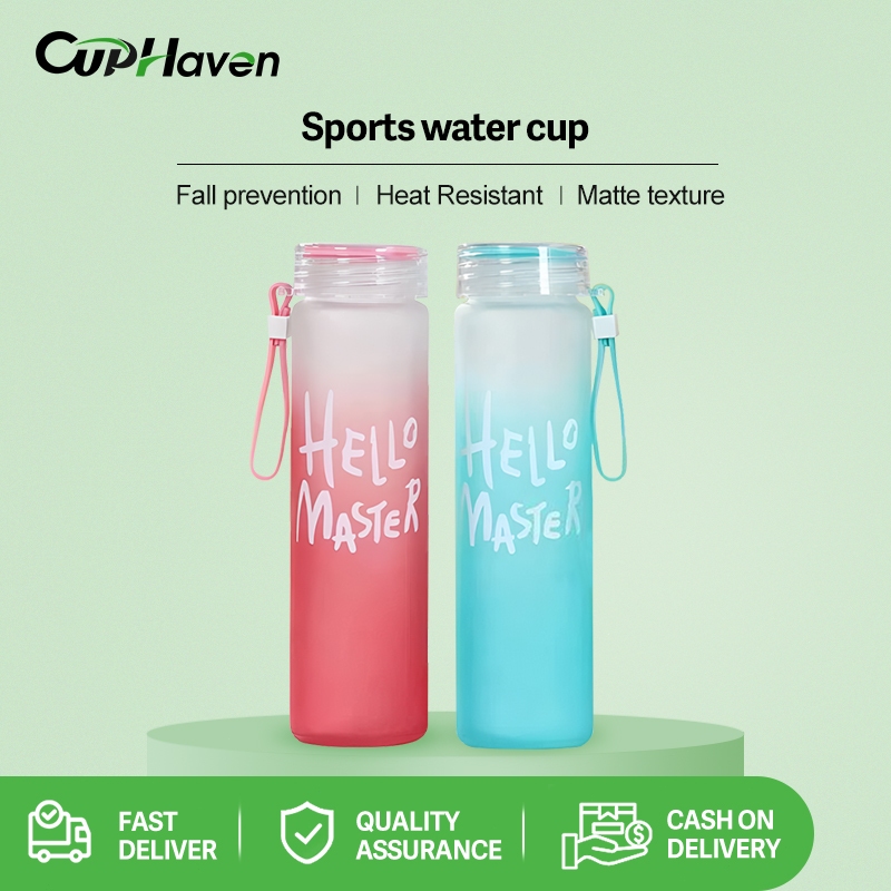 Cuphaven 480ml Portable Gradient Color Frosted Water Tumbler Bottle ...