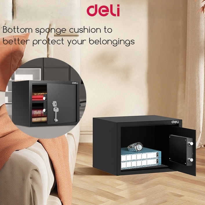 Deli Safety Vault Mechanical All Steel Money Safe Box Safe Deposit Box ...