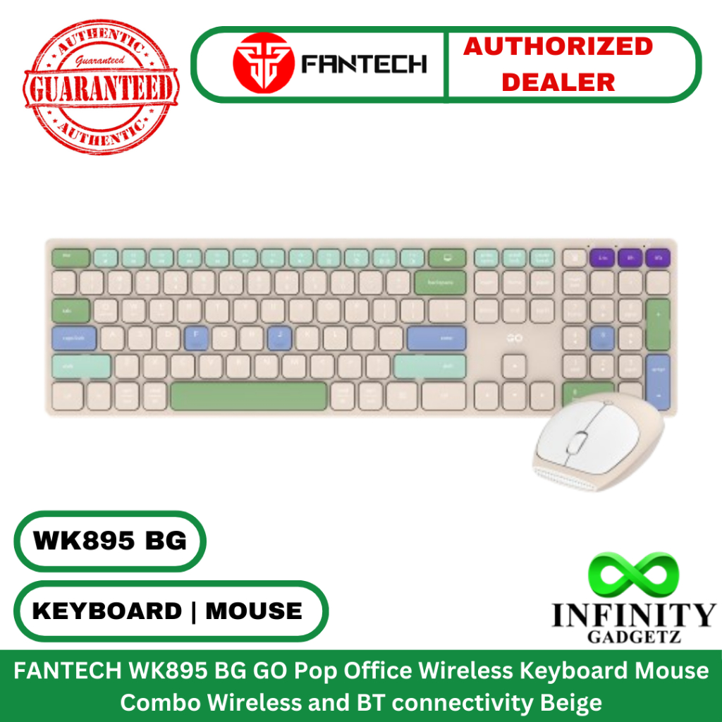 FANTECH WK895 GO Pop Office Wireless Keyboard Mouse Combo Wireless and ...