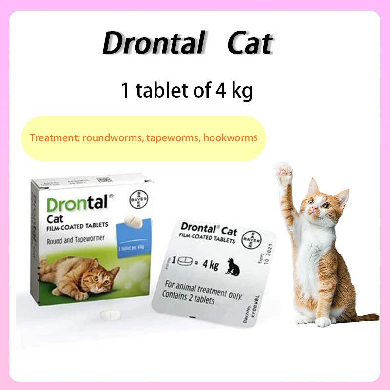 Drontal Dewormer Cat Anthelmintic Tablet For Roundworm Hookworm ...