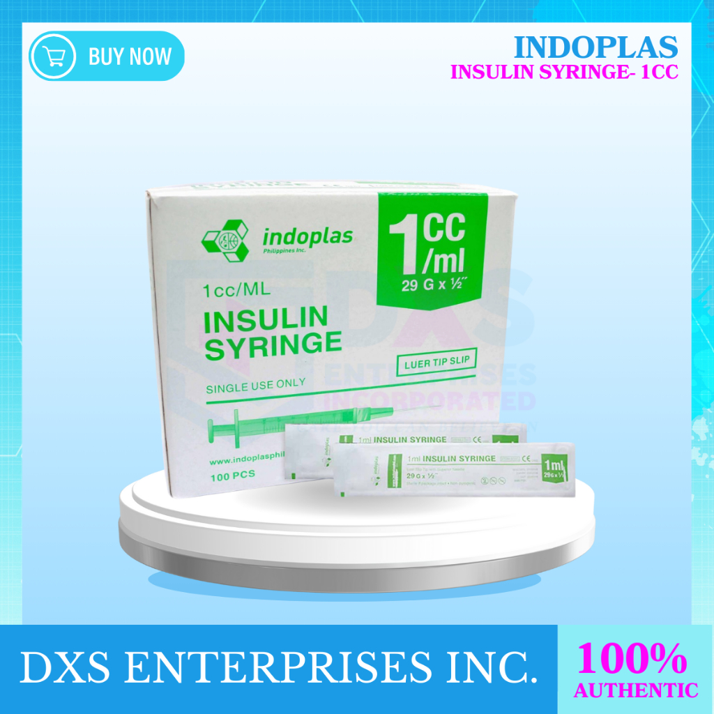 INDOPLAS INSULIN SYRINGE - 1CC/1ML- 29GX1/2"- 100 PCS PER BOX | Shopee ...
